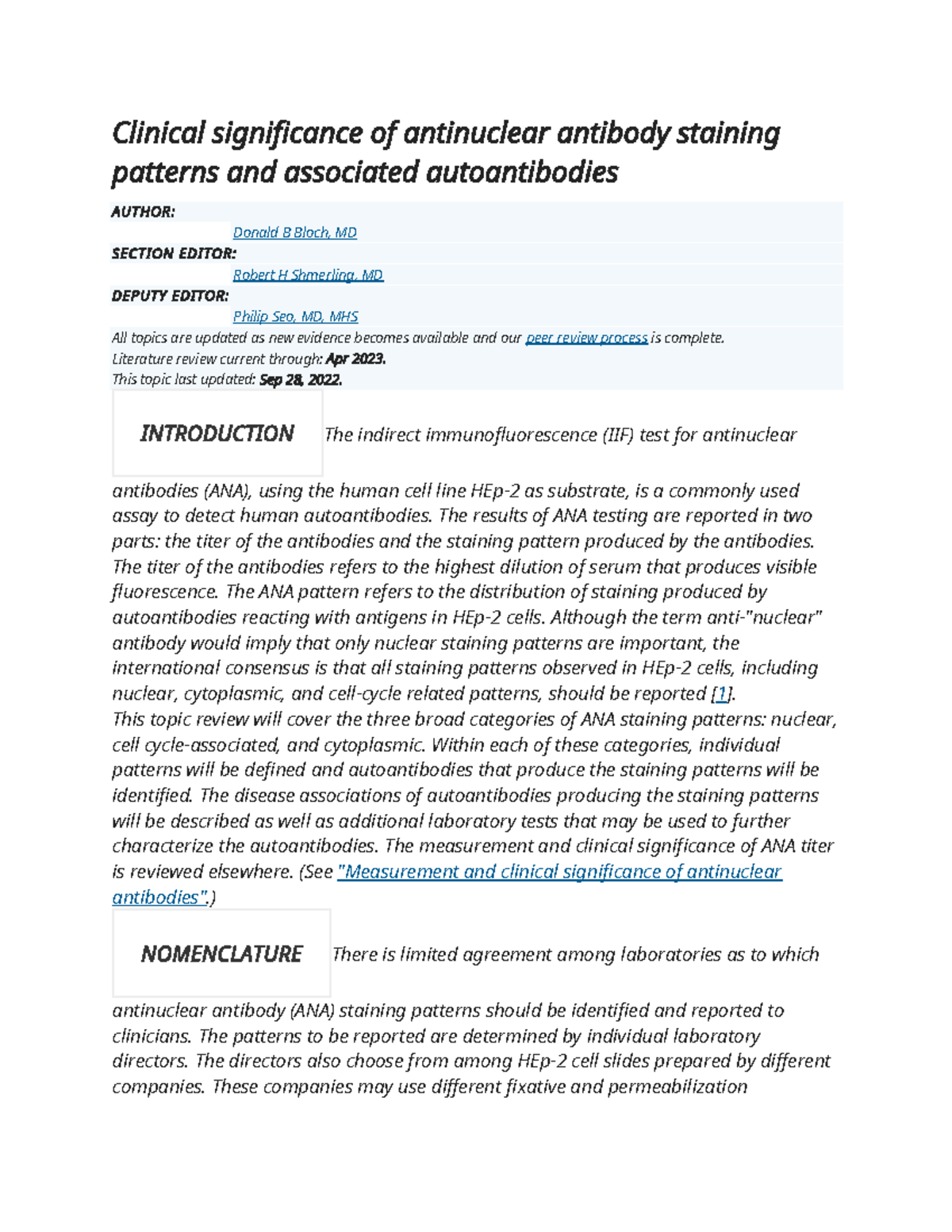 ANA - PPD - Clinical significance of antinuclear antibody staining ...