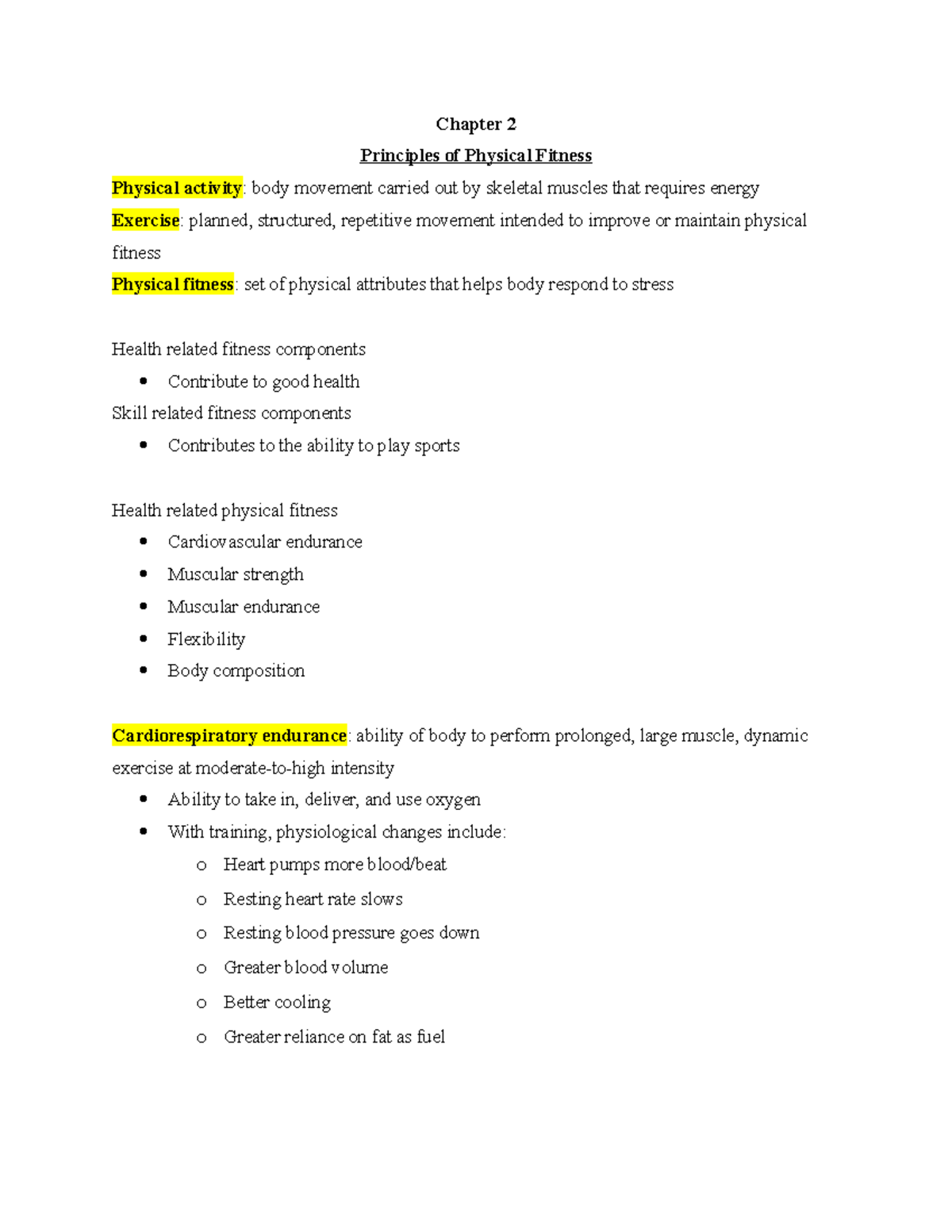 Chapter 2 - Principles of Physical Fitness - Chapter 2 Principles of ...