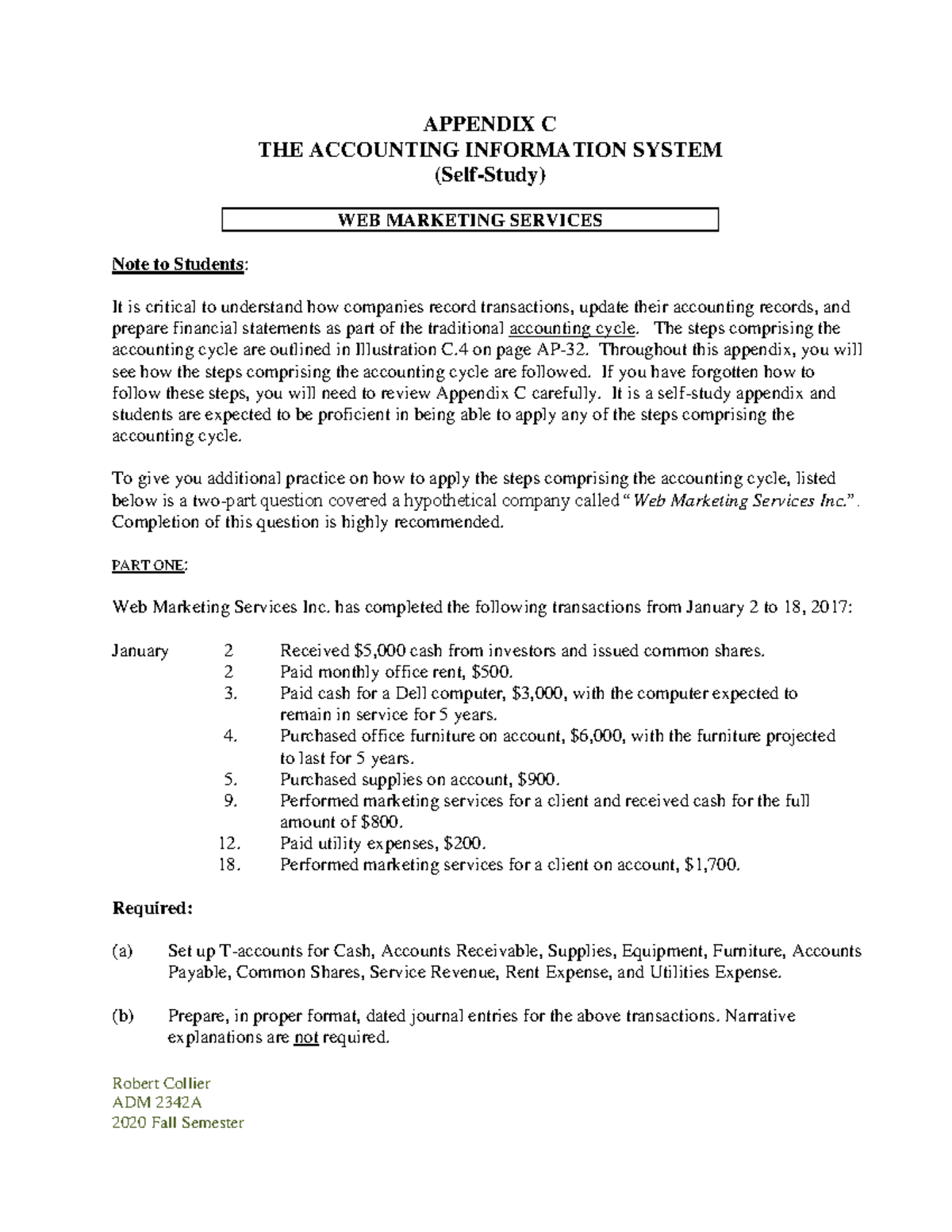 Appendix C - Accounting Information System (AIS Web Marketing Services ...