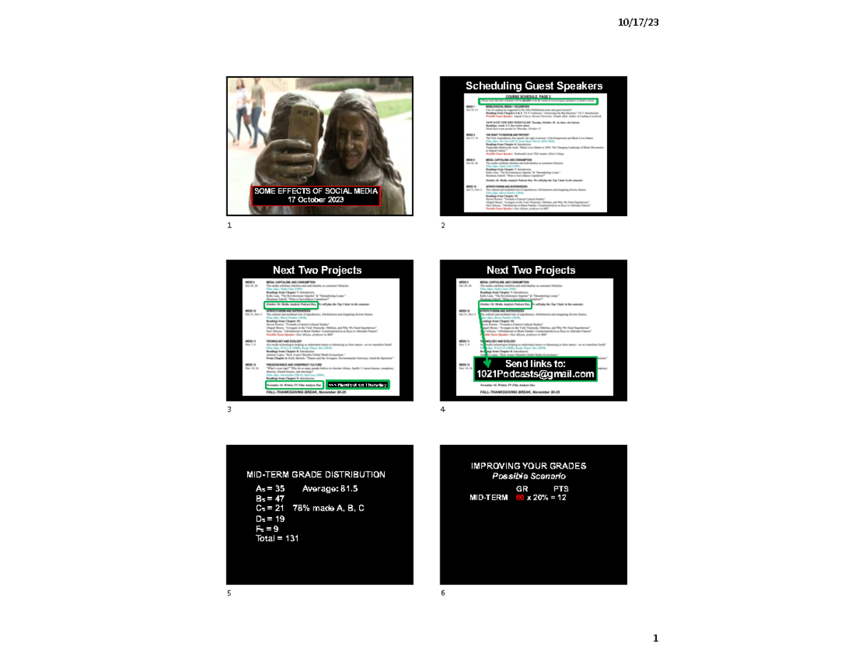 PPT13 Social Media Effects - SOME EFFECTS OF SOCIAL MEDIA 17 October 2023 ####### 1 Scheduling ...