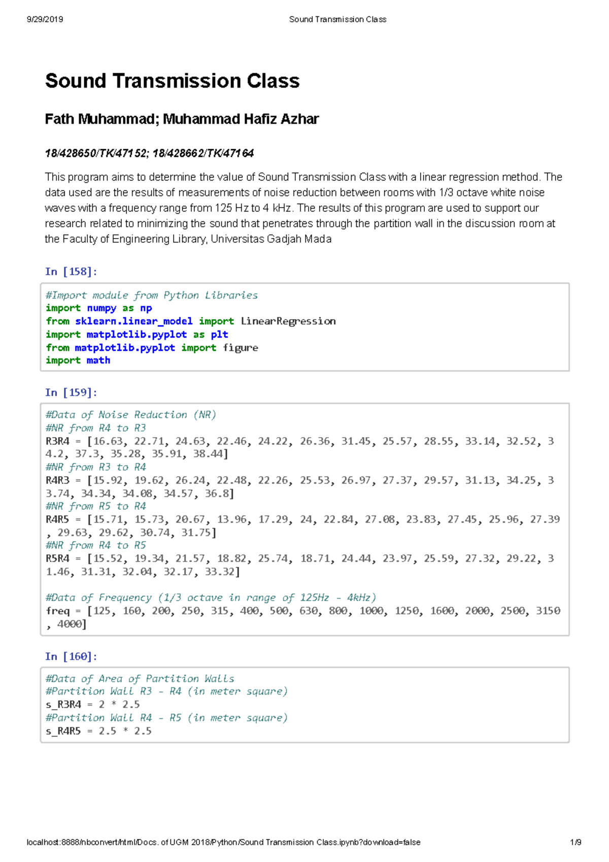 Sound Transmission Class (Metode Numerik TF-B 2019 Kel - Sound ...