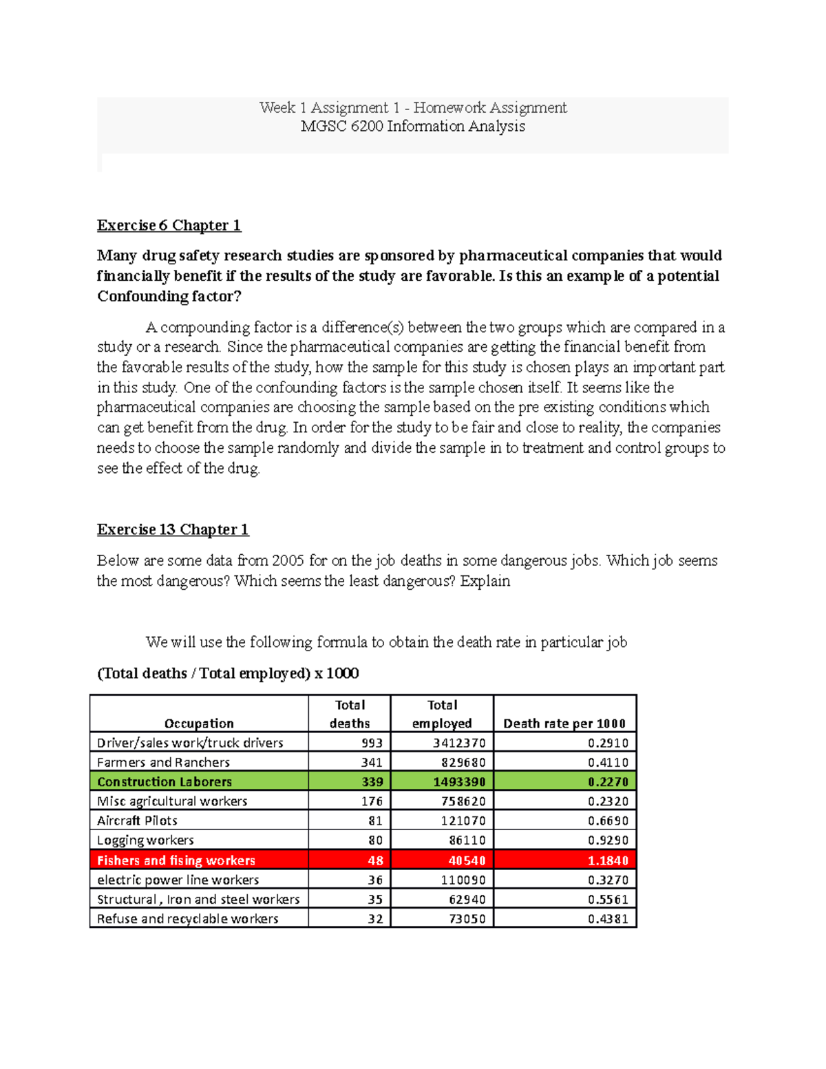 Week 1 completed Assignment - Week 1 Assignment 1 - Homework Assignment ...
