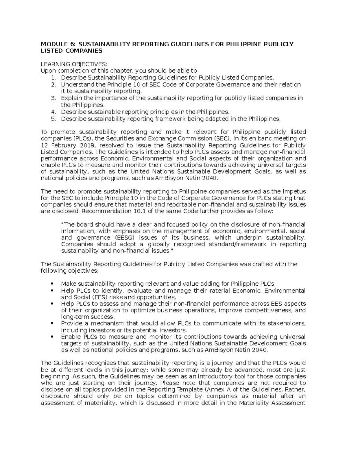 Module-6 - Sustainability Reporting - MODULE 6: SUSTAINABILITY ...