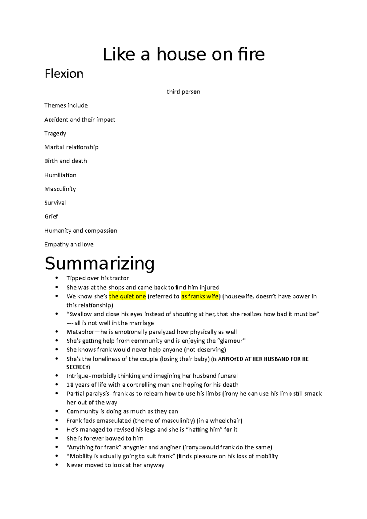 Like a house on fire summarizing - Like a house on fire Flexion third ...