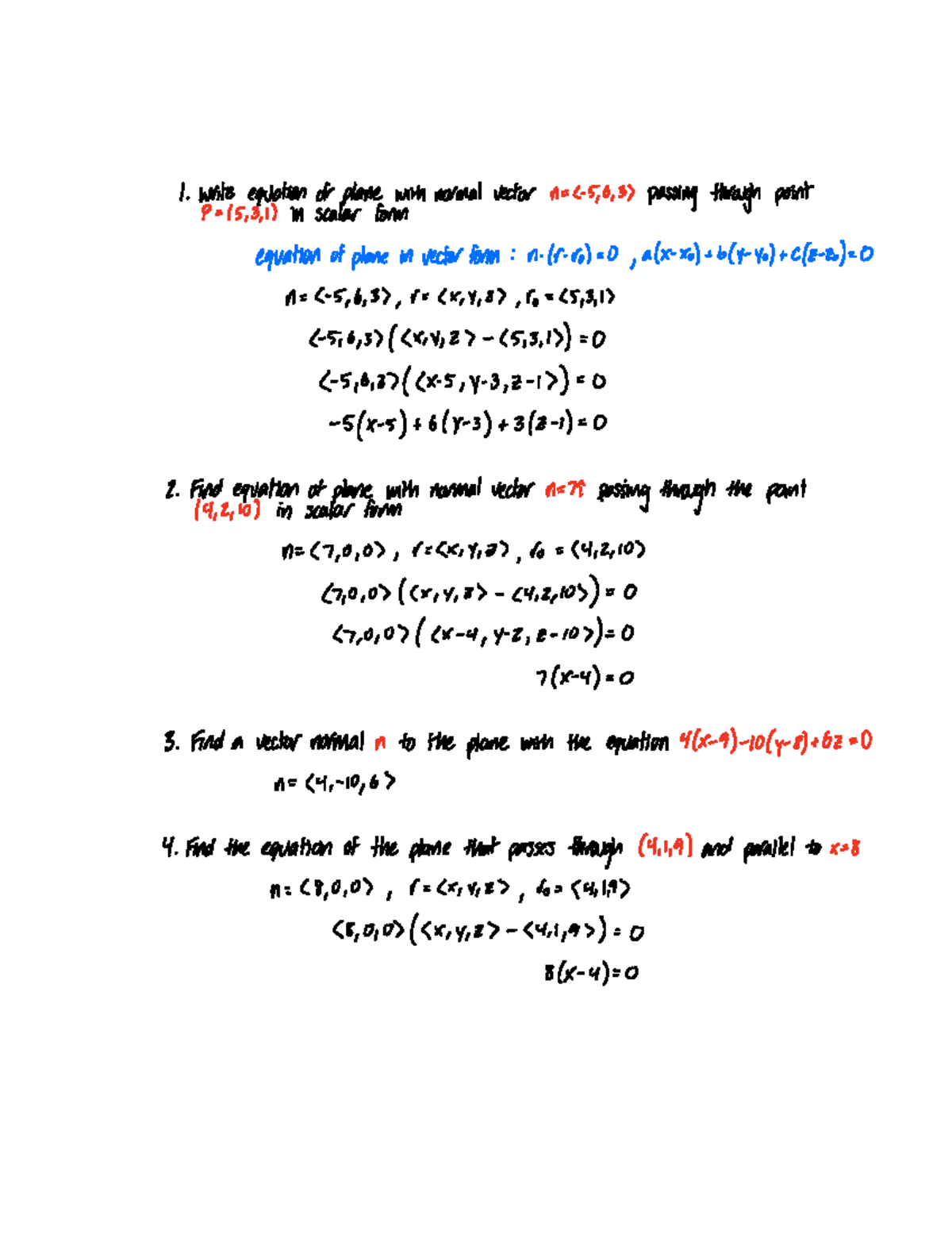 Math 223 Unit 2 Class Notes - TaMIINYew 2 1 write equation ofplane ...