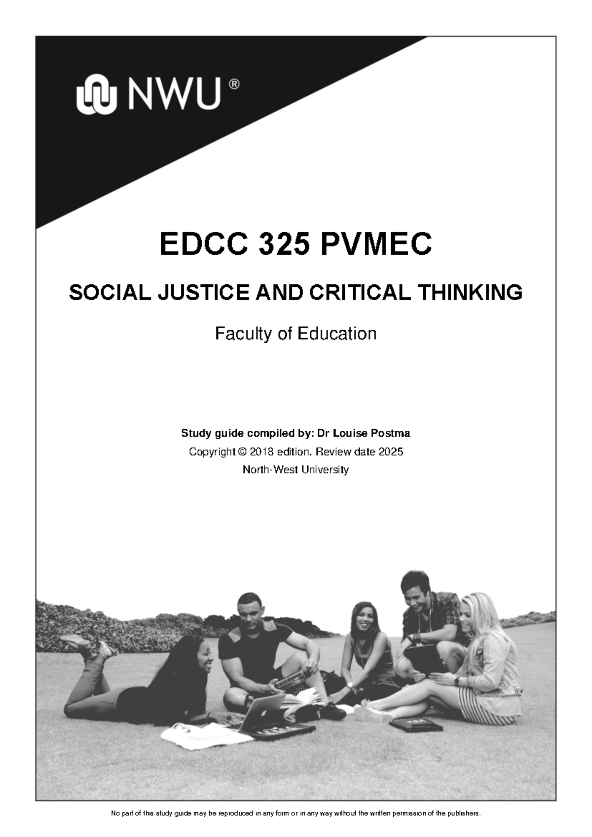 EDCC325 English 2024 - SOCIAL JUSTICE - No part of this study guide may ...