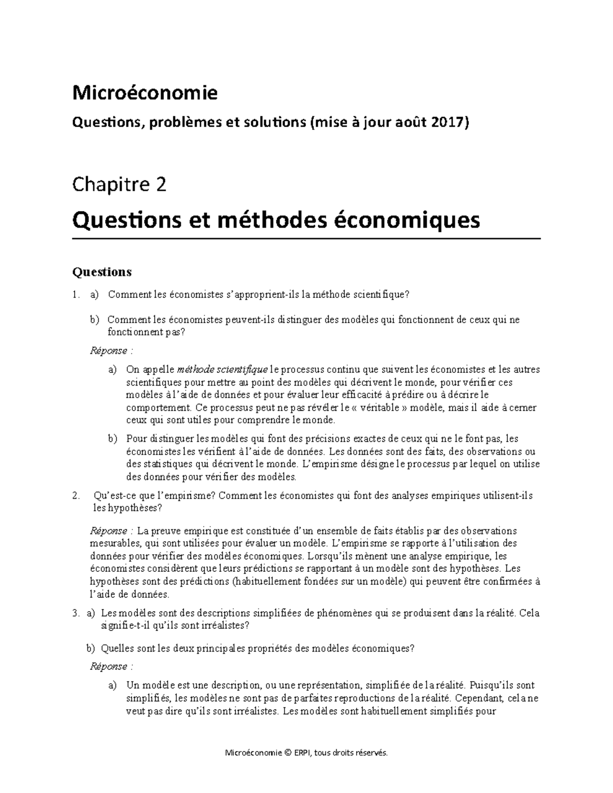 Acemoglu micro-macro ch02 solutionnaire - Microéconomie Questions, problèmes et solutions (mise ...