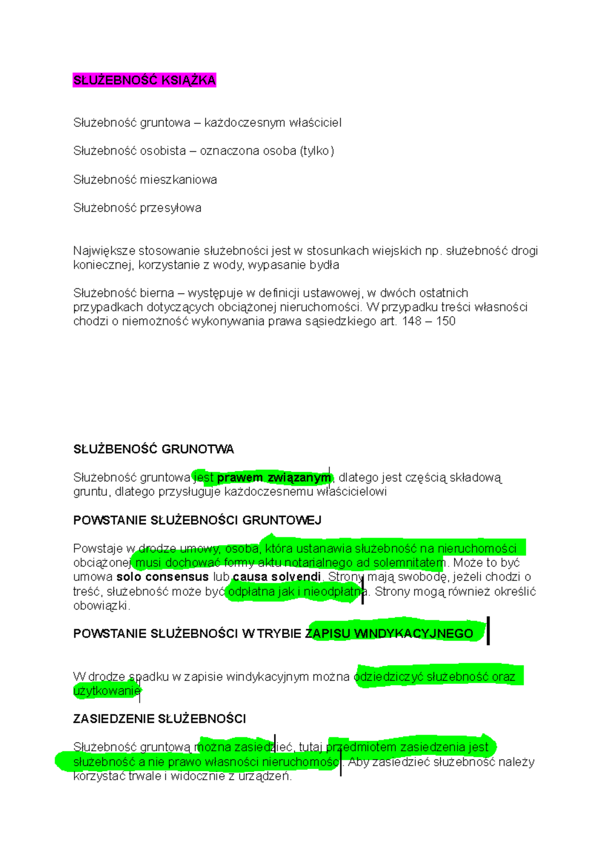 SŁUŻ EbnośĆ - Prawo Rzeczowe - SŁUŻEBNOŚĆ KSIĄŻKA Służebność gruntowa ...