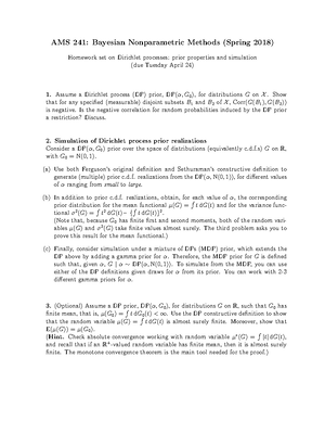 Hwk3 - AMS241: Bayesian Nonparametric Methods - AMS 241: Bayesian Nonparametric Methods (Spring ...