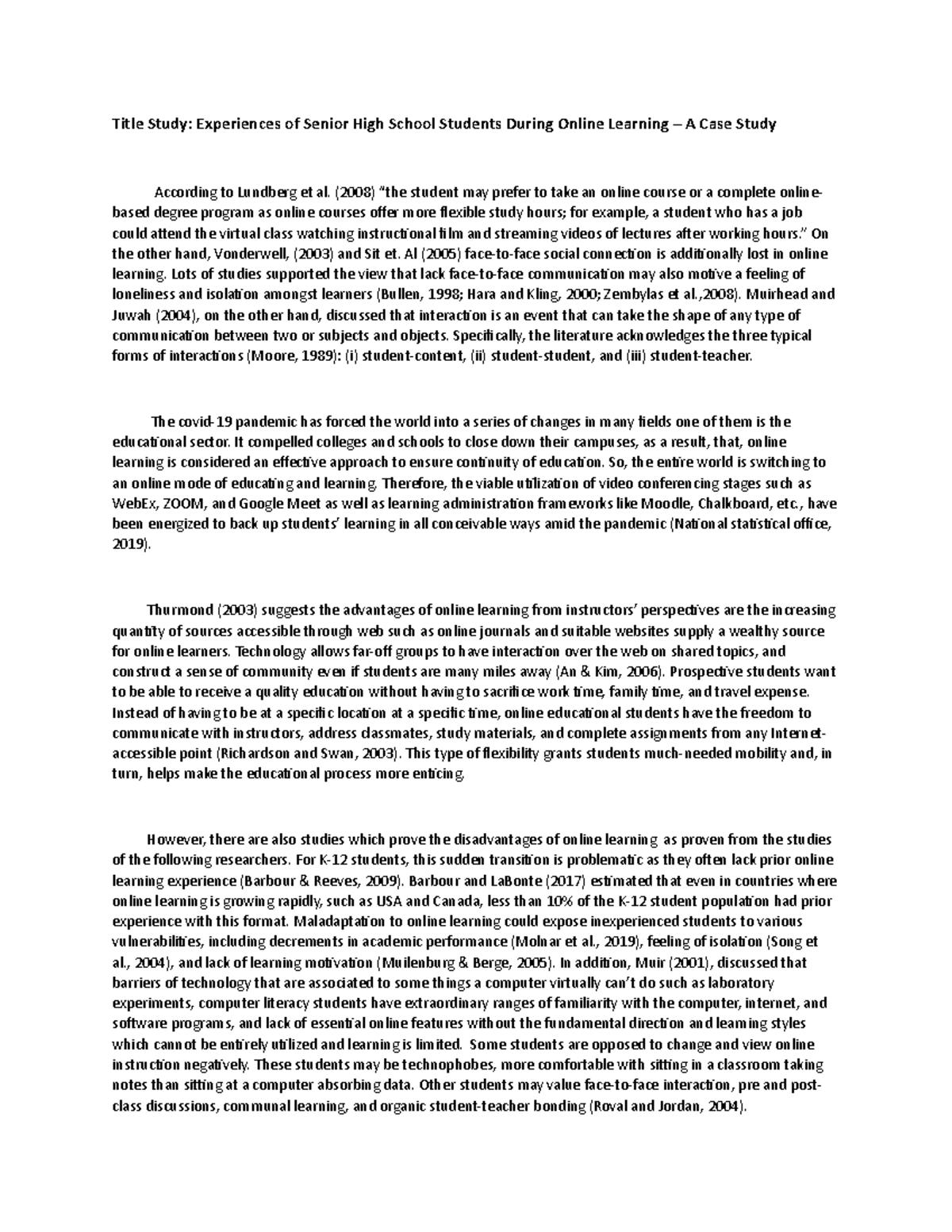 Case Study(by K - Research 1 - Title Study: Experiences of Senior High ...