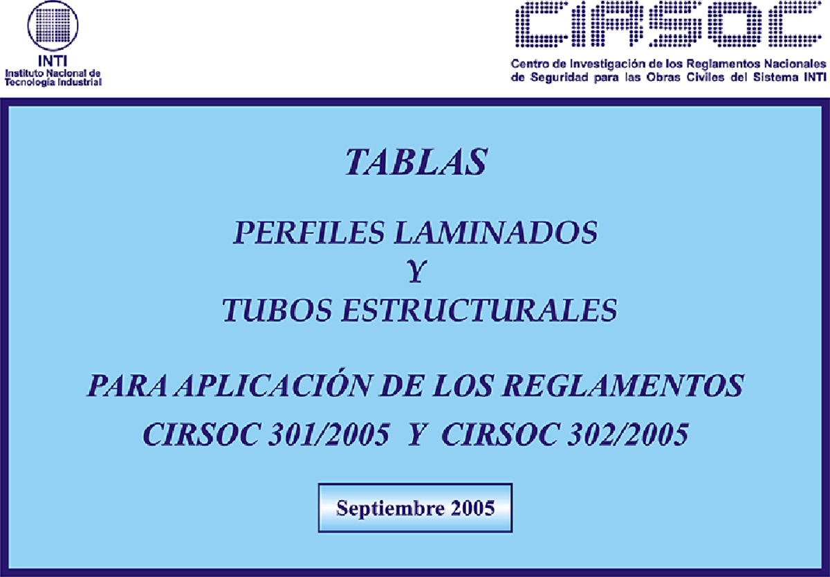 Cirsoc - Tablas perfiles - C I R S O C T A B L A S PERFILES LAMINADOS Y ...