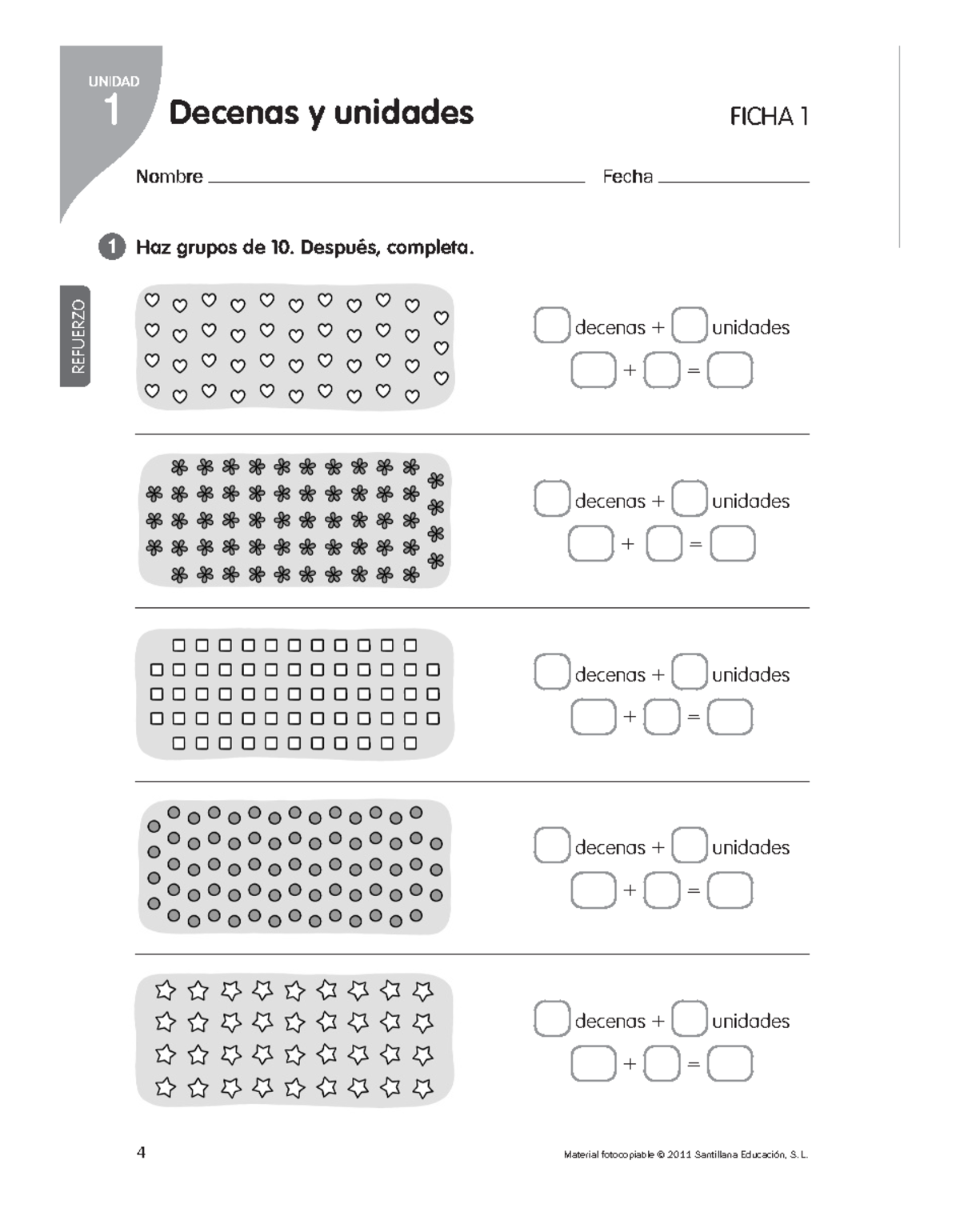 Tareas repaso Matemáticas 2º - U Nombre Fecha 1 UNIDAD Decenas y ...