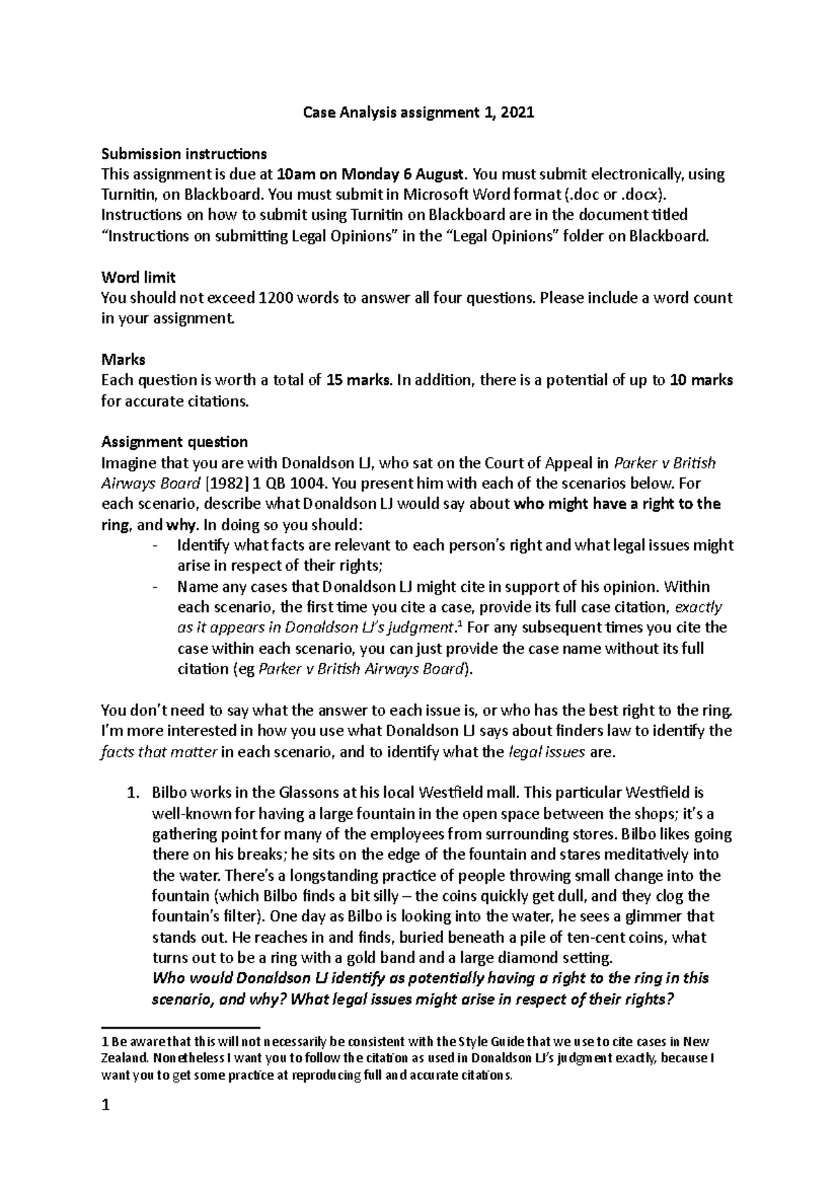 Case Assignment - Case Analysis assignment 1, 2021 Submission ...