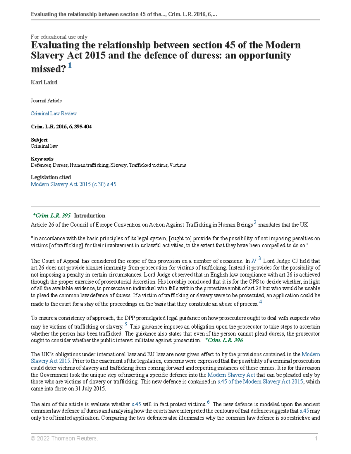 Laird, 2016 - For educational use only Evaluating the relationship ...