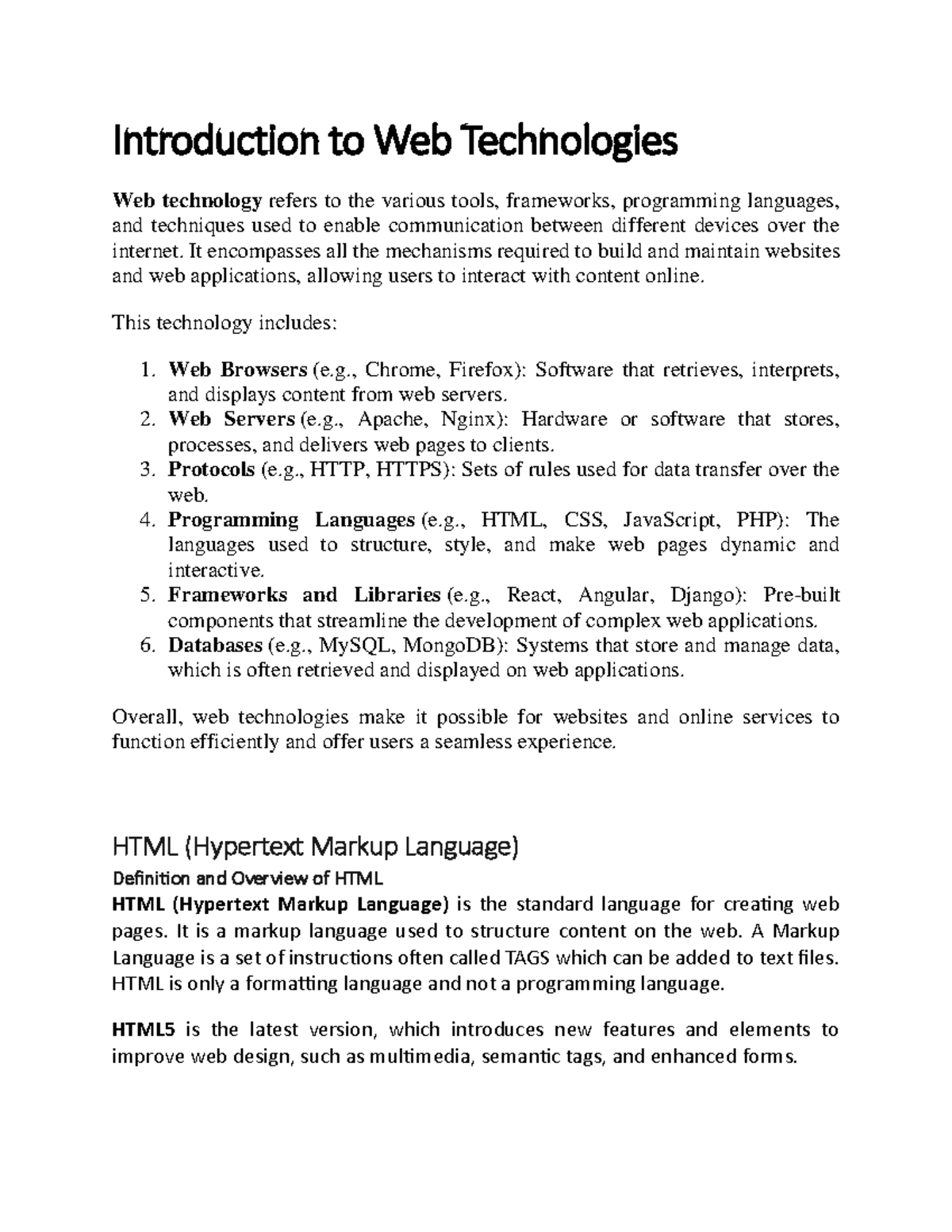 SEN313 - WEB Application Development - Introduction to Web Technologies Web technology refers to ...