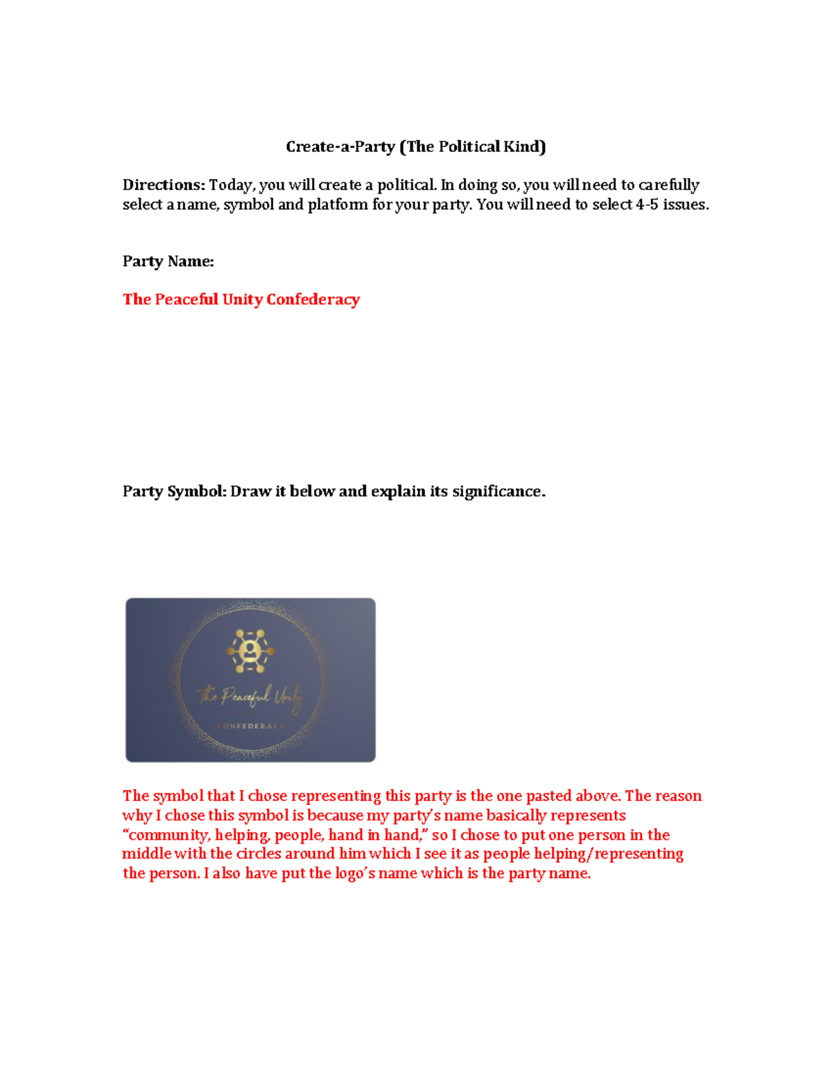 Political parties activity - Create-a-Party (The Political Kind ...