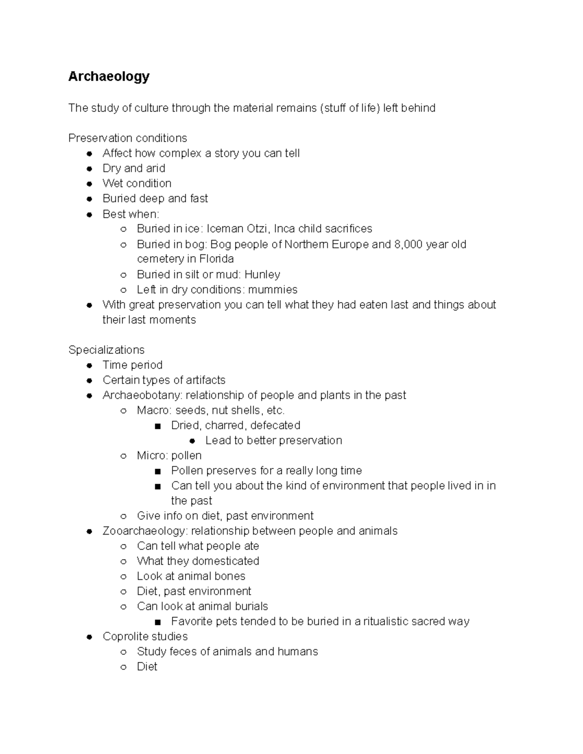 Anth 101 Archaeology - Dr. Joyce - Archaeology The study of culture ...