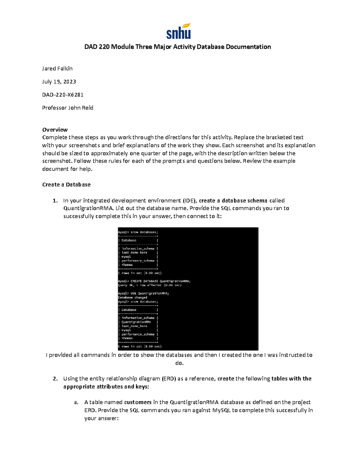 DOCU- DAD 220 Module Three Major Activity - Replace the bracketed text ...