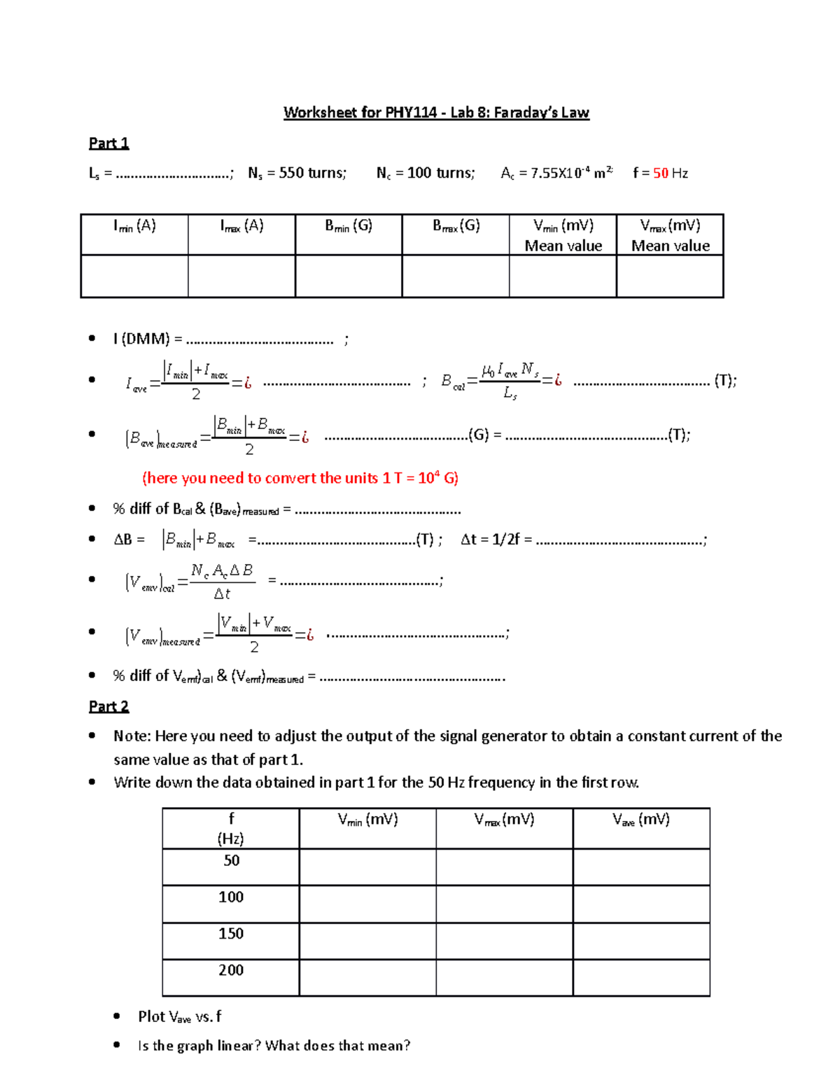 Worksheet for PHY114 - Lab 8 Faraday’s Law - .. (T); Ls ...