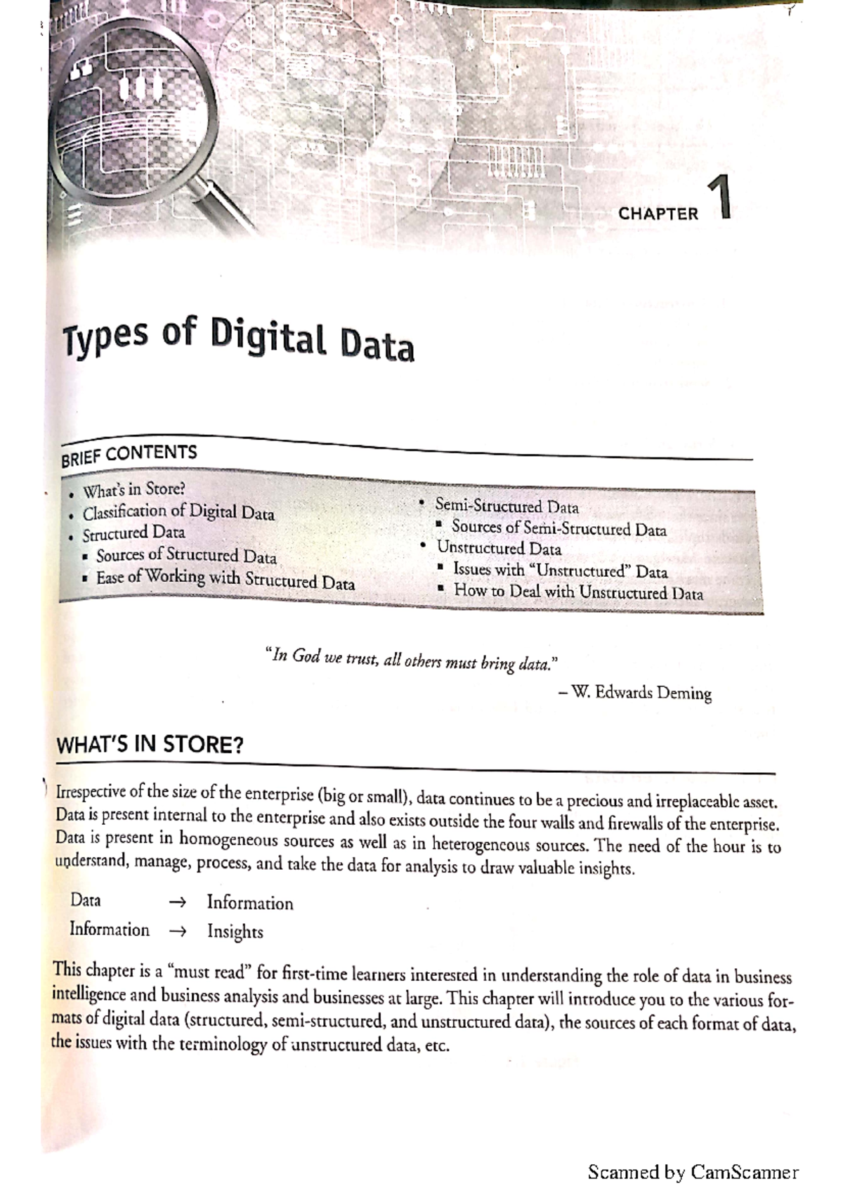 Big data - big data - 1 CHAPTER Types of Digital Data BRIEF CONTENTS in Store? Classification of ...
