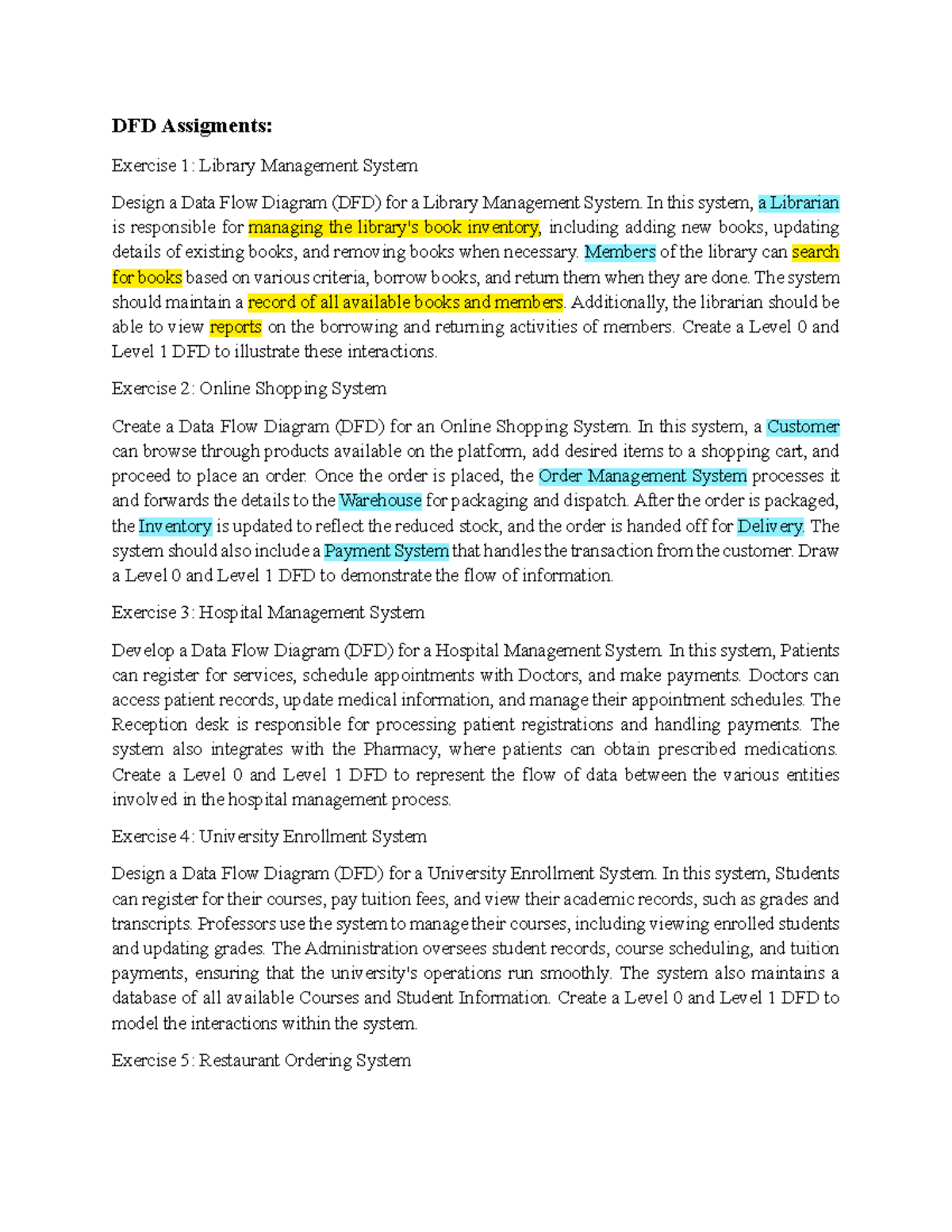 DFD Use case Assigments - DFD Assigments: Exercise 1: Library ...