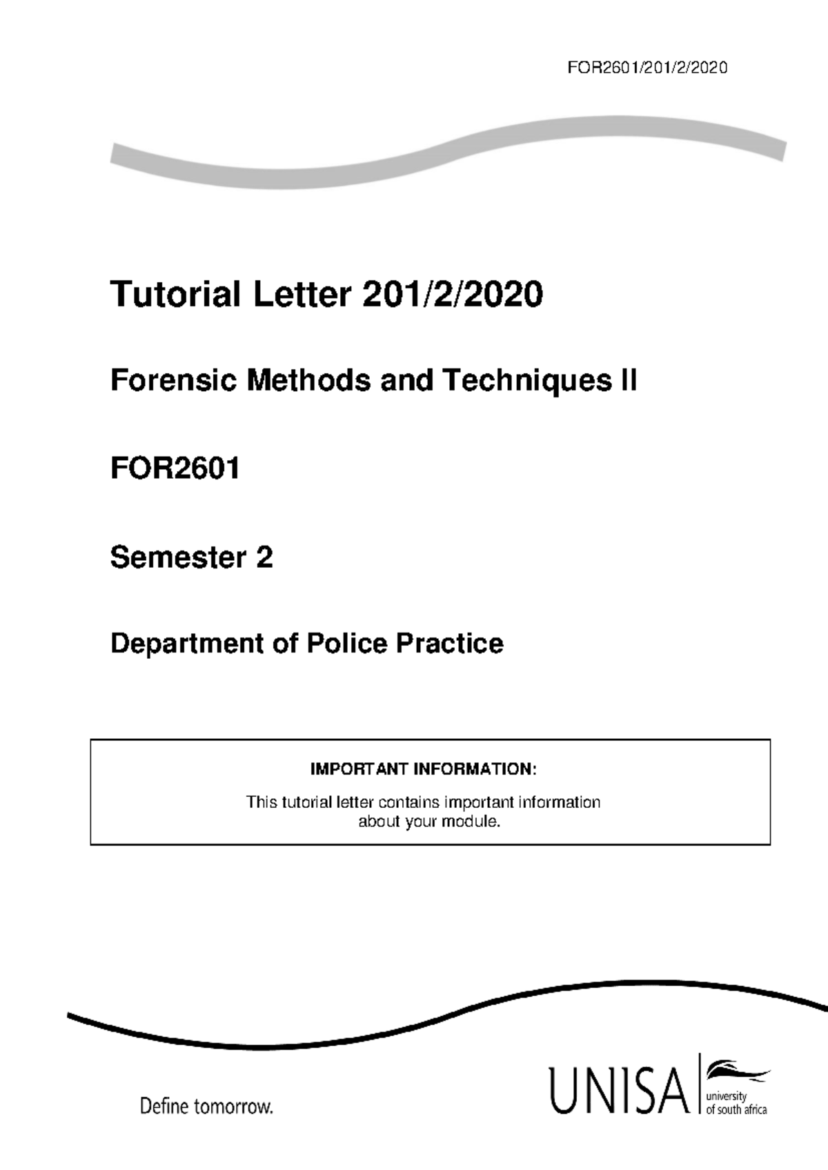 FOR2601 201 02 2020. 3 October 2020 - Tutorial Letter 201/2/ 2020 ...