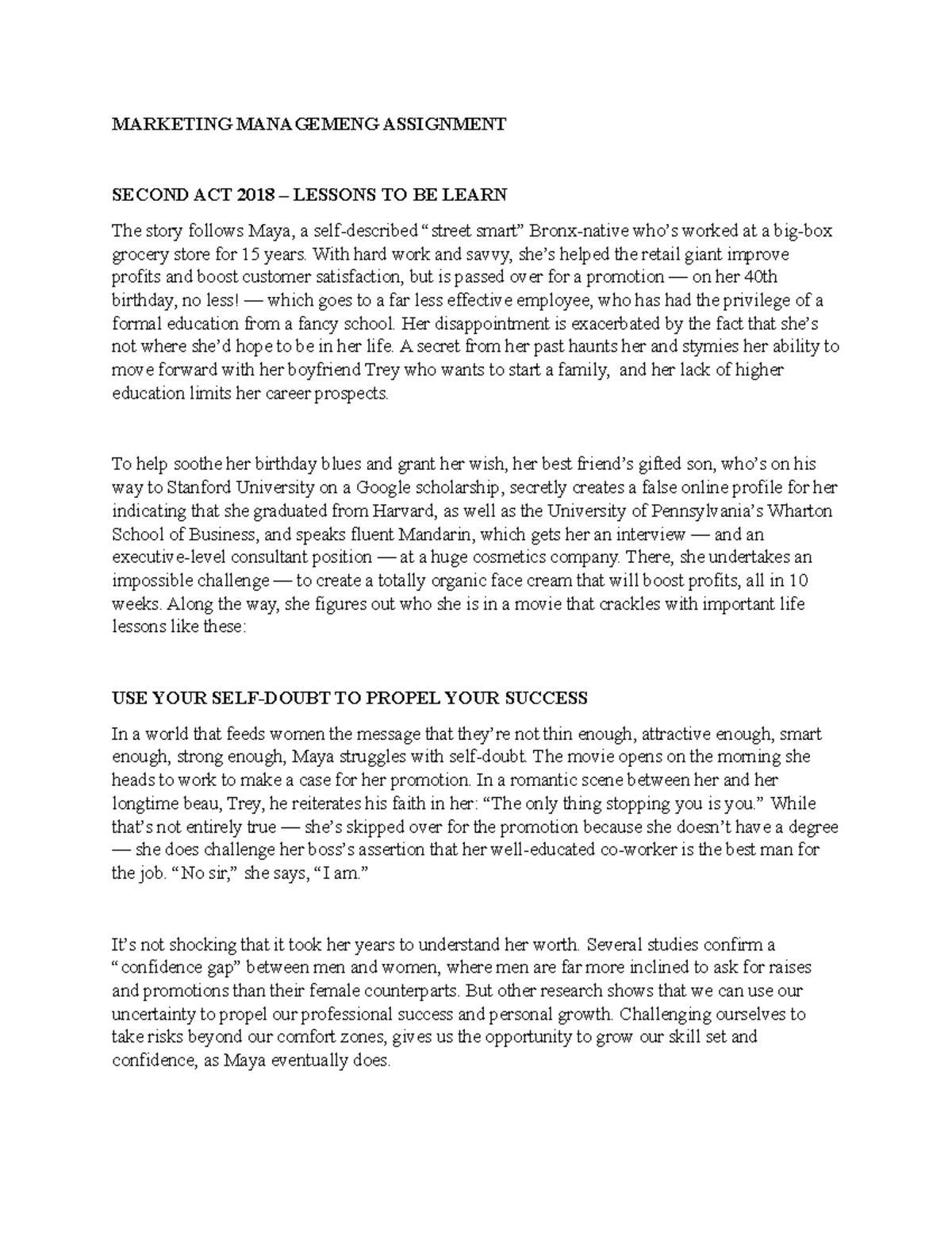 Lessons to be learn alif - MARKETING MANAGEMENG ASSIGNMENT SECOND ACT ...