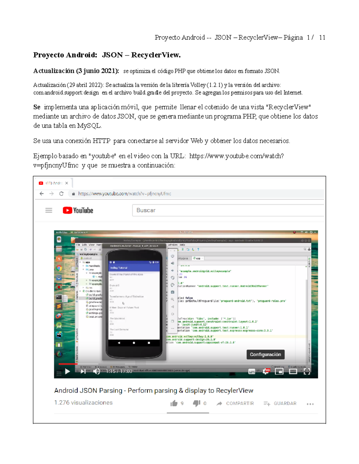 Aplicacion JSON Recycler View - Proyecto Android: JSON – RecyclerView. Actualización (3 junio ...