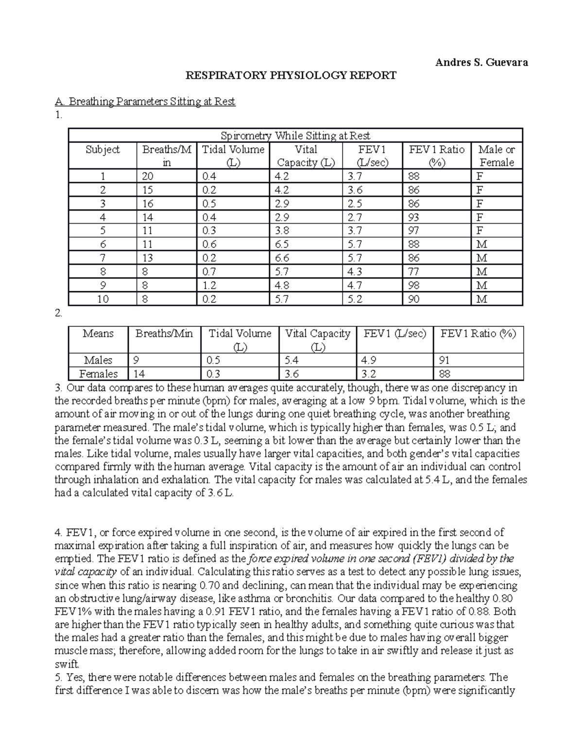 Respiratory Report - rrr - Andres S. Guevara RESPIRATORY PHYSIOLOGY ...