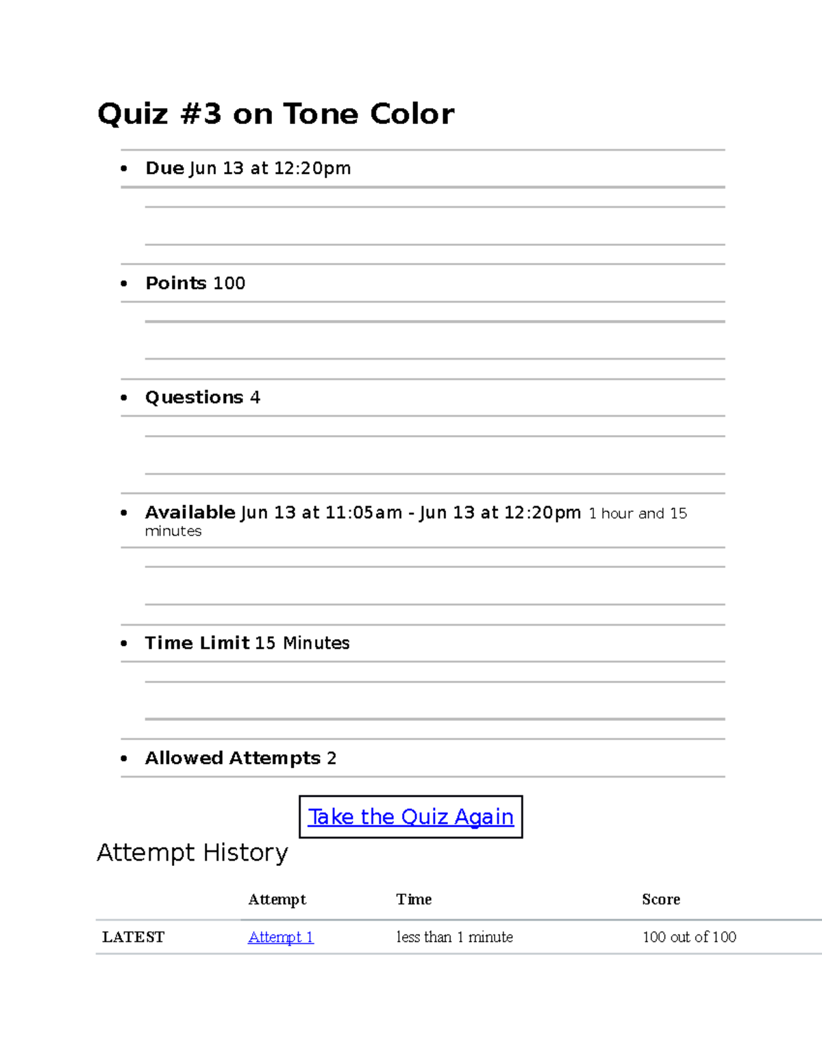 SU23 MUS1113J4TAA Music Appreciation - Quiz #3 on Tone Color - Quiz #3 ...
