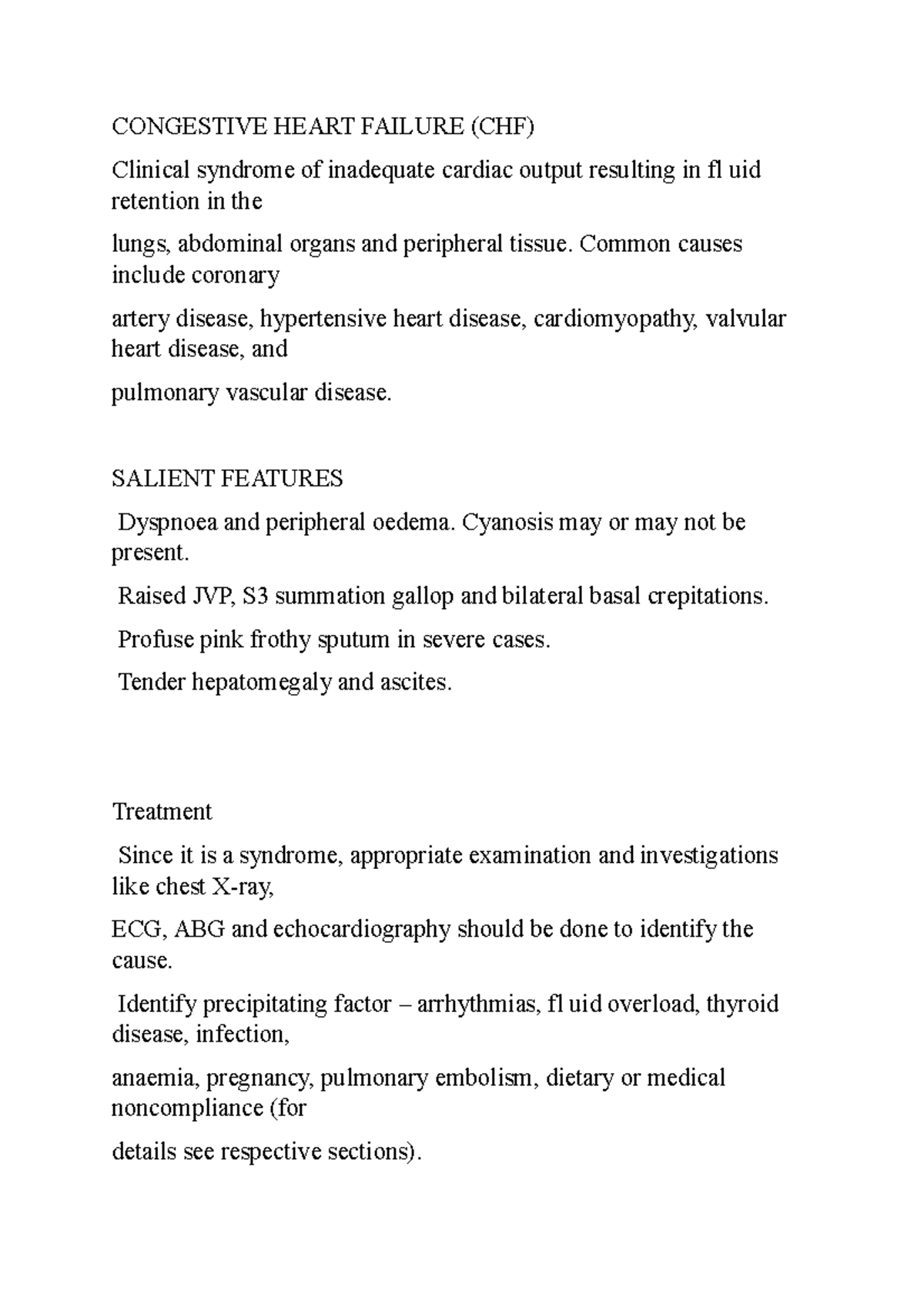 Congestive Heart Failure AND ITS Treatment - CONGESTIVE HEART FAILURE ...