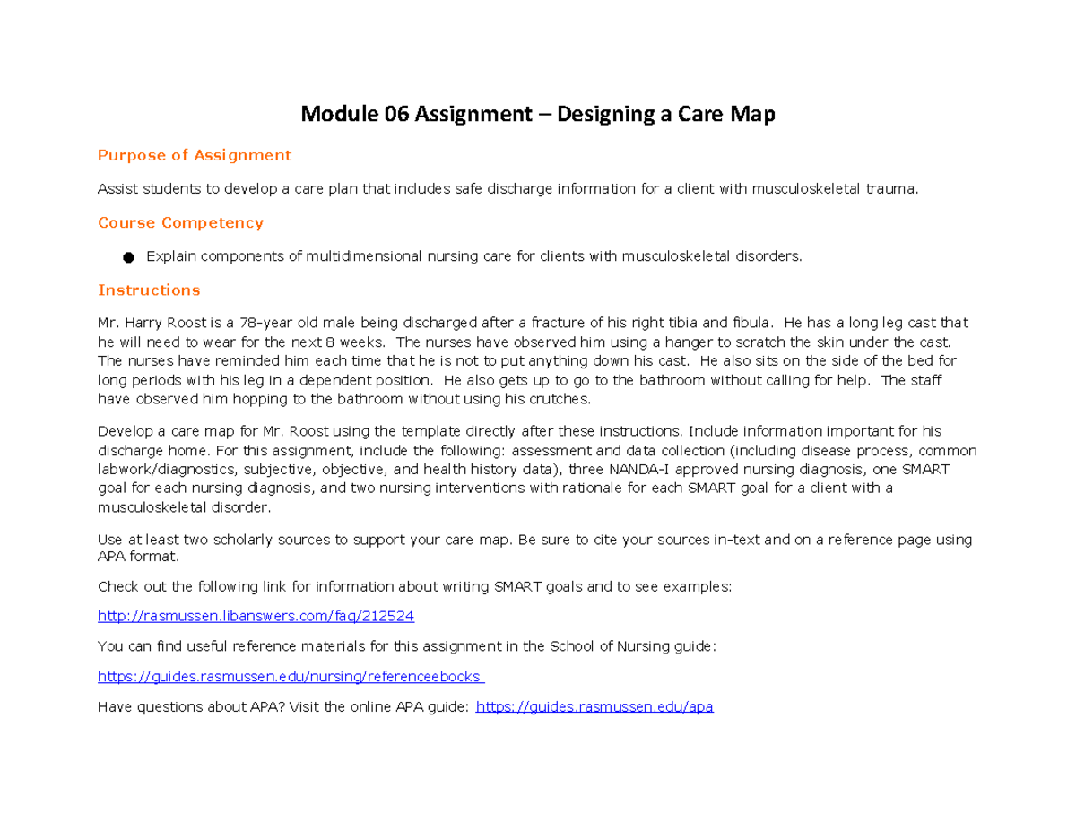 NUR2356 Module 06 Assignment - Module 06 Assignment – Designing a Care ...