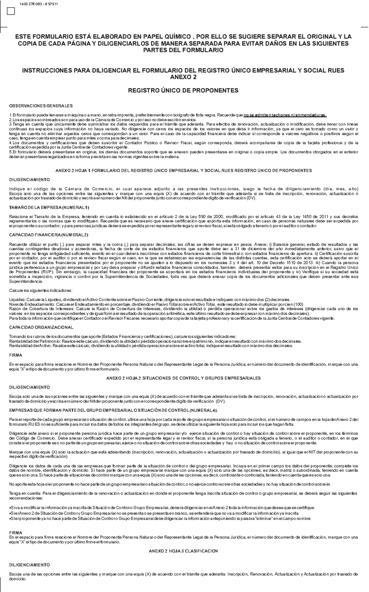 Instrucciones para diligenciar el formulario RUES anexo 2 RUP ...