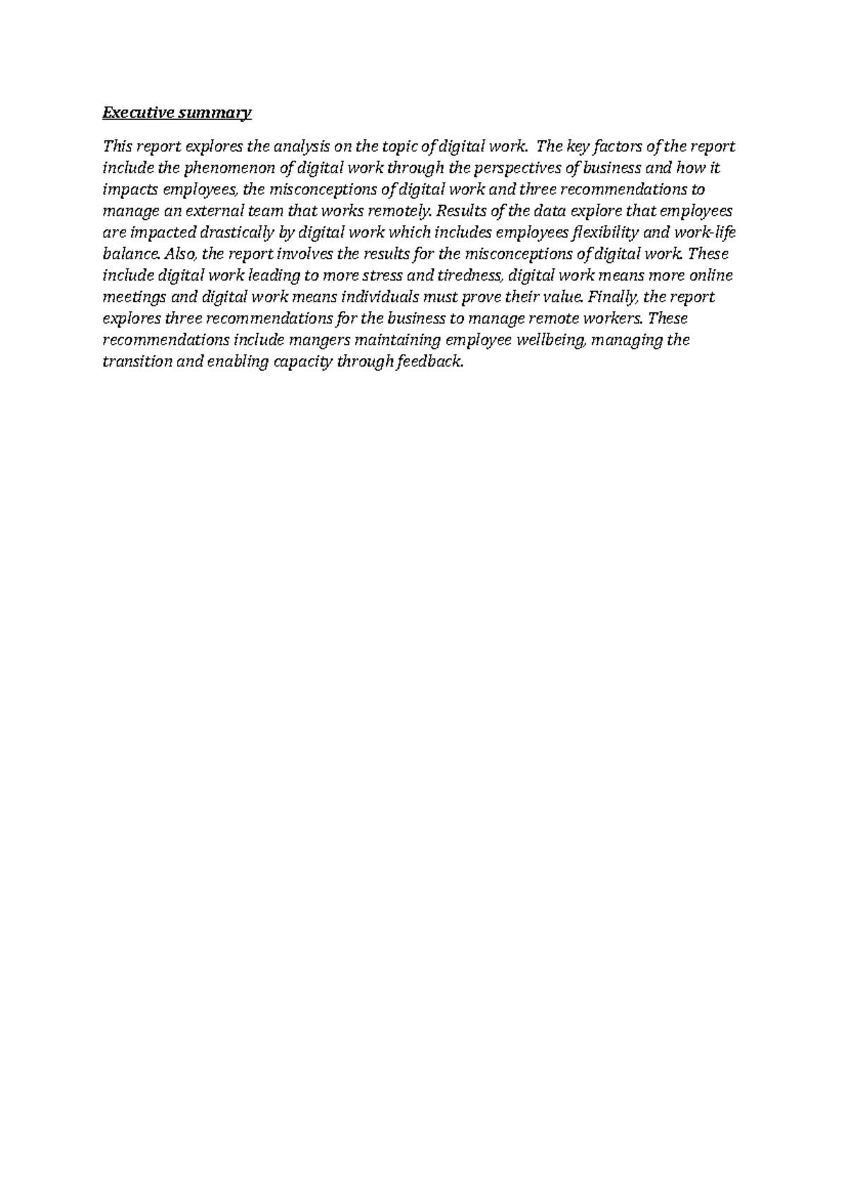 ACCG3055 Assignment 1 - Executive summary This report explores the ...