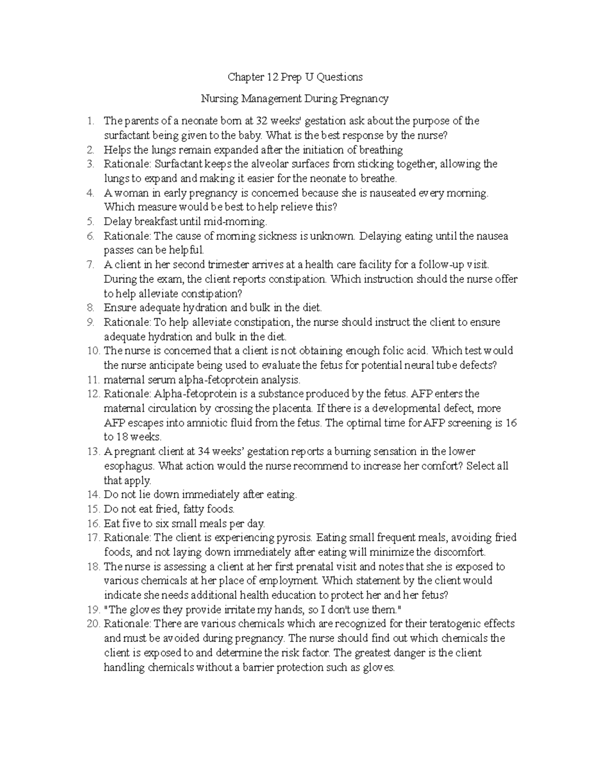 Chapter 12 Prep U Questions - Chapter 12 Prep U Questions Nursing ...