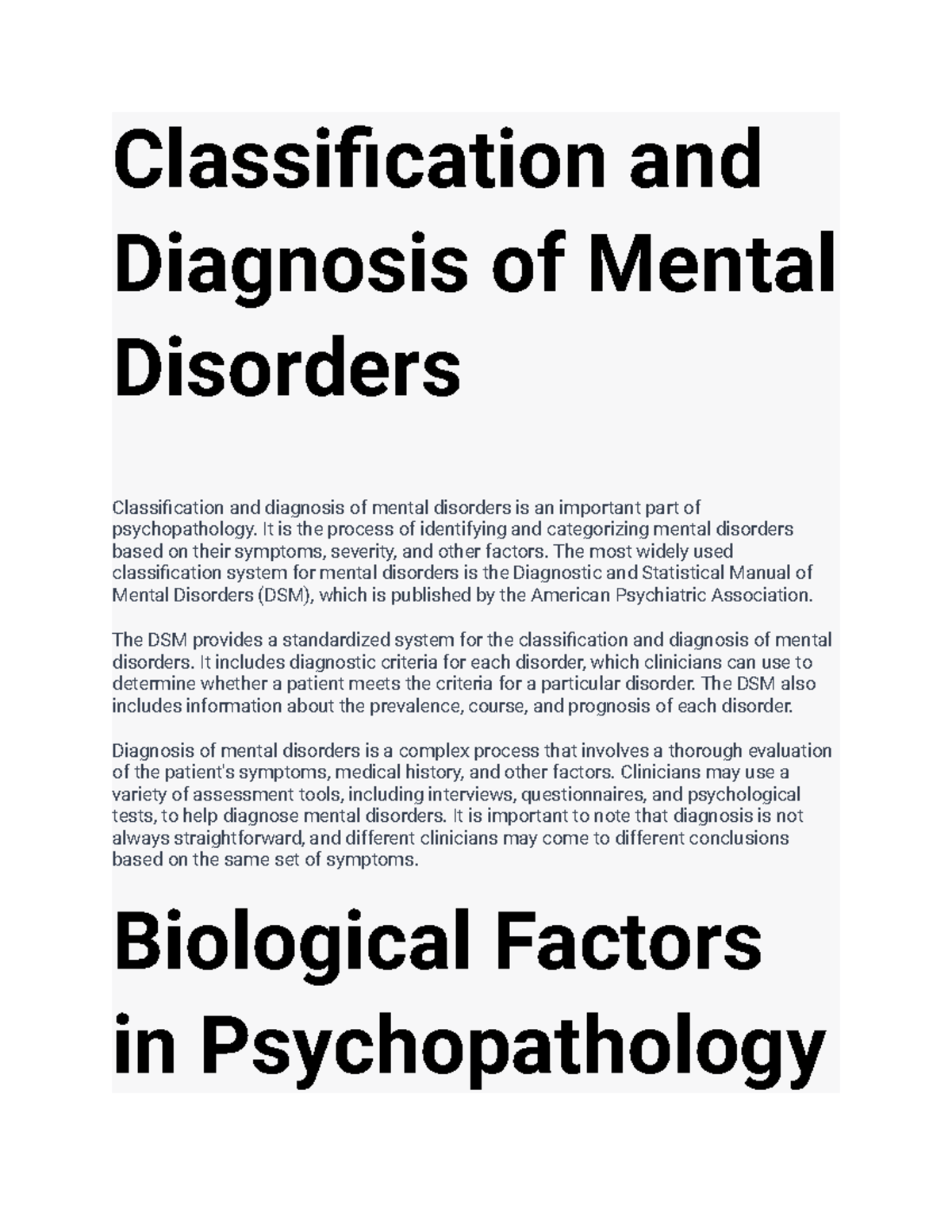 Introduction to Psychopathology 3-4 - Classification and Diagnosis of ...