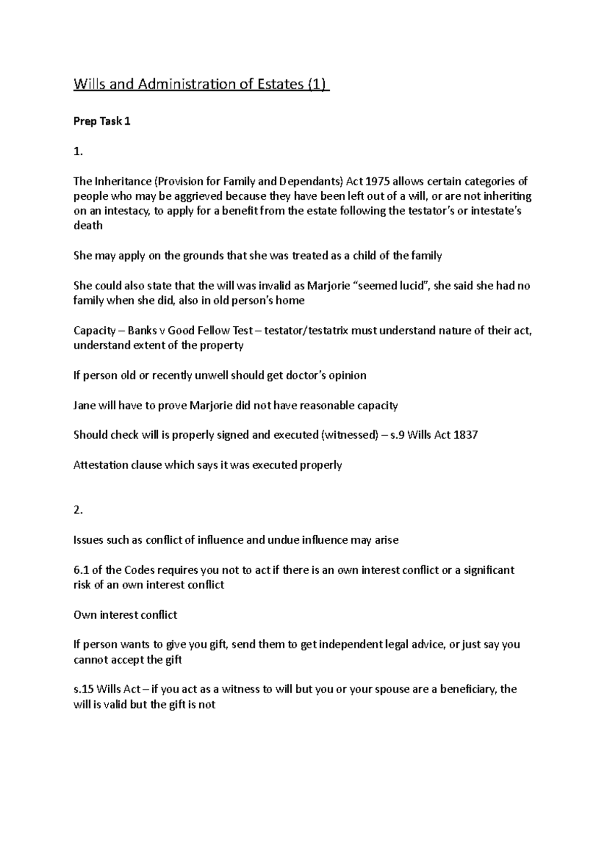 Wills and Administration of Estates - The Inheritance (Provision for ...