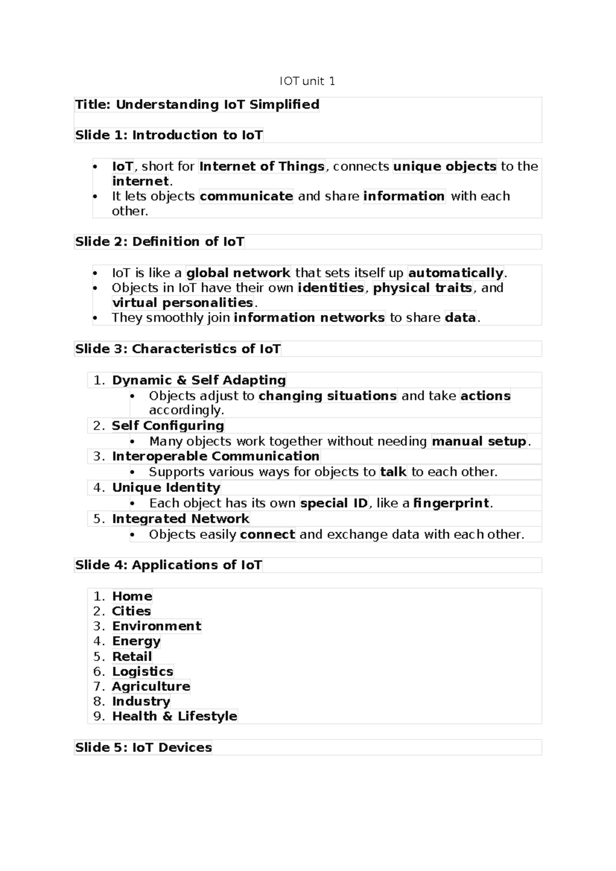 IOT unit 1 - notes - IOT unit 1 Title: Understanding IoT Simplified ...