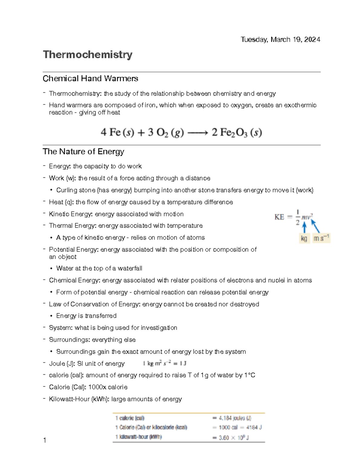 Unit 6 - Textbook Notes - Thermochemistry Chemical Hand Warmers ...