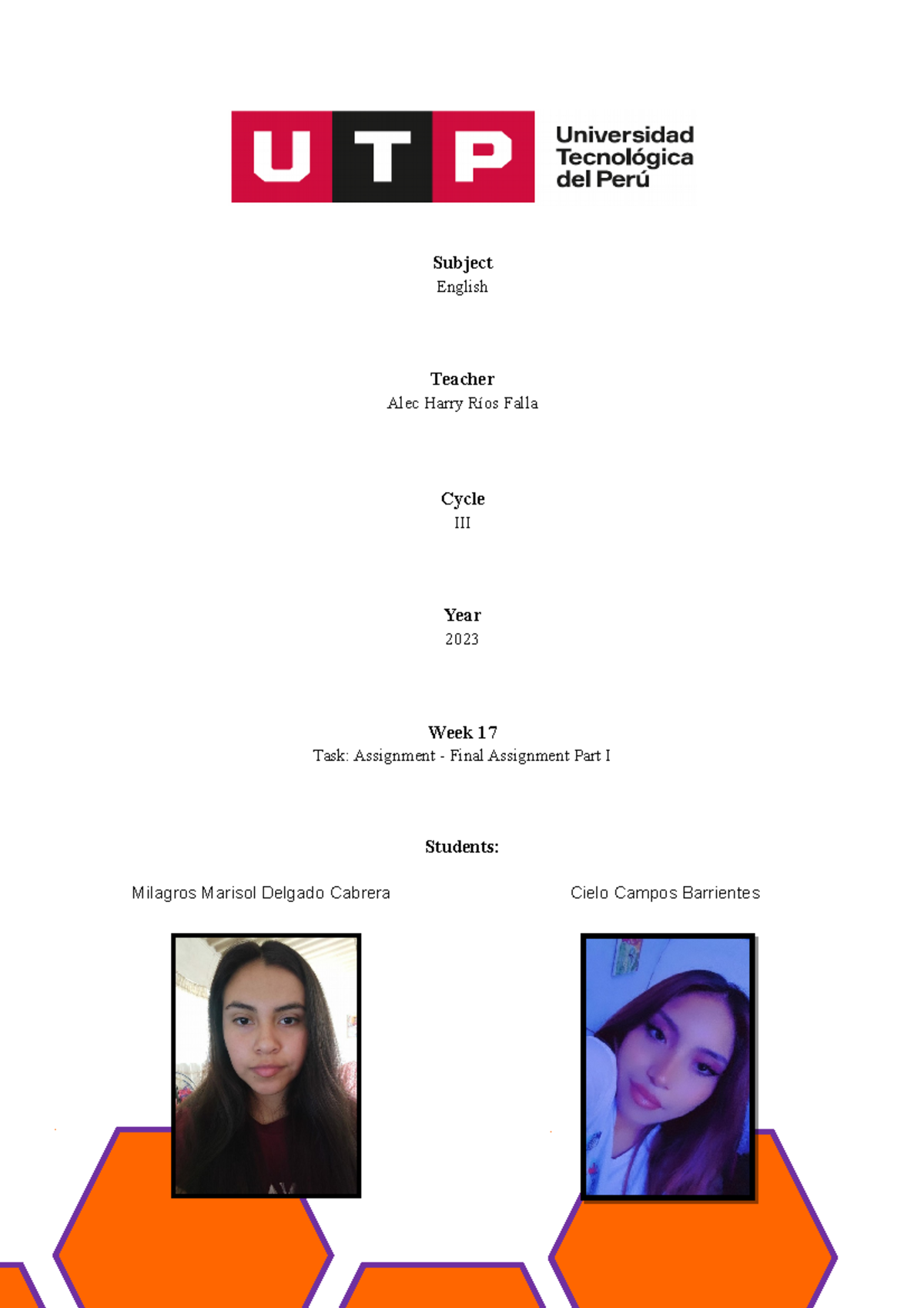 Week 17 Task Assignment Final Assignment Part I Subject English Teacher Alec Harry Ríos