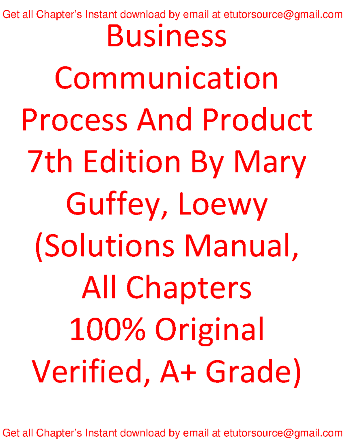 Solutions Manual For Business Communication Process and Product 7th ...