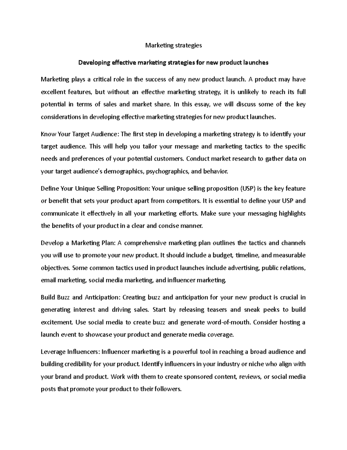 Marketing strategies - Developing effective marketing strategies for ...