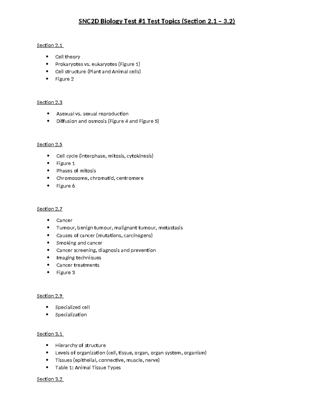 Section 2.1 - 3.2 Test topics and review questions - SNC2D Biology Test ...
