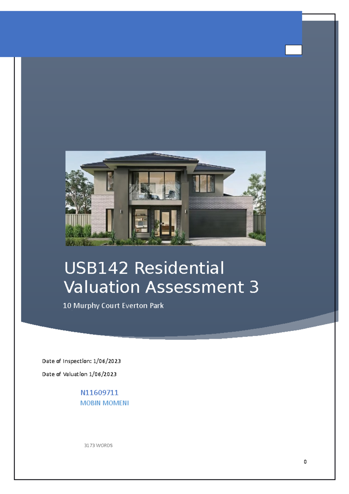 USB142 Residential Valuation Assessment 3 - USB142 Residential ...