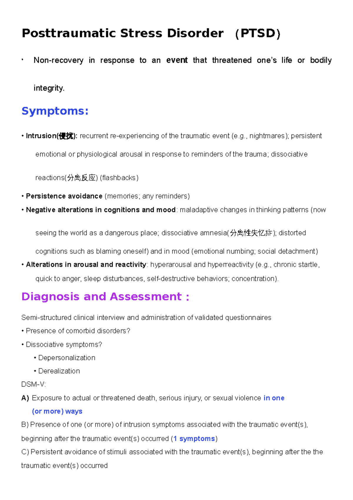 PSY 240 Quiz 2 - final quiz: 2 answers - Posttraumatic Stress Disorder ...