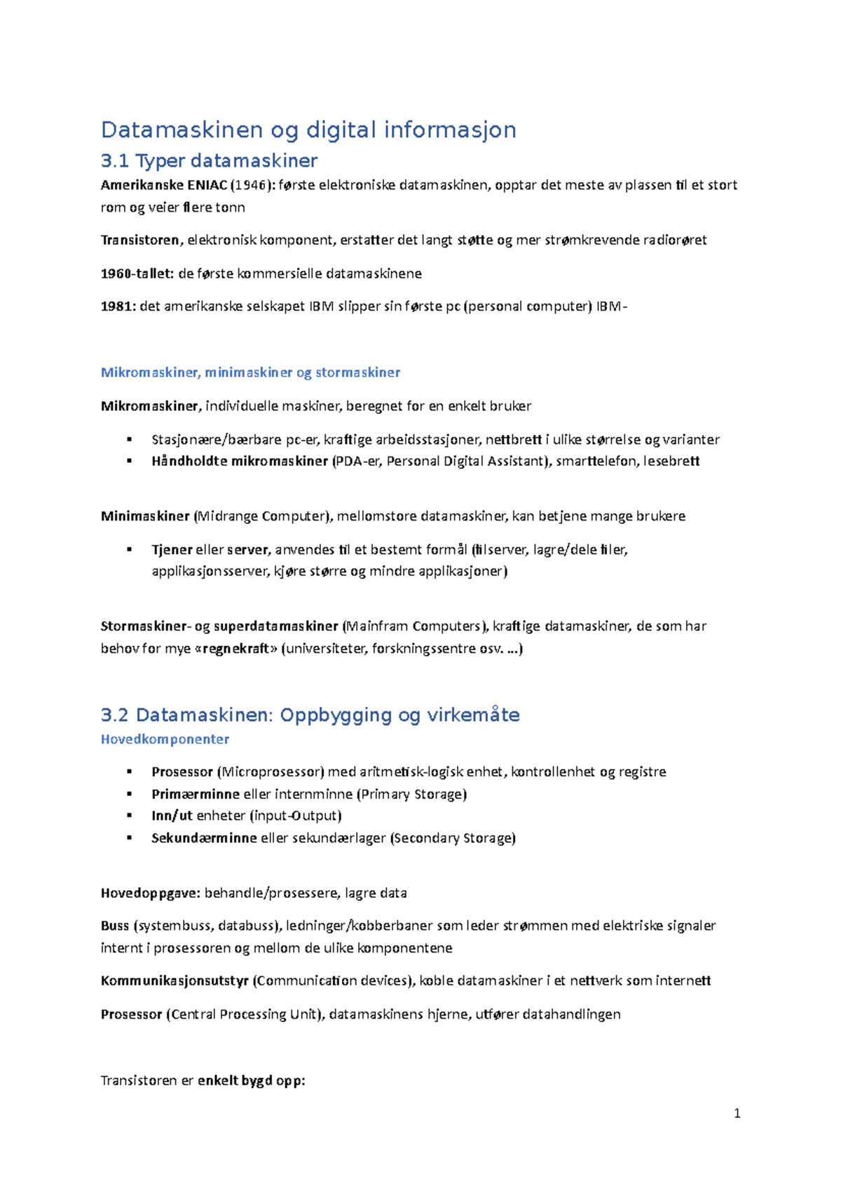 Datamaskinen og digital info^ - Datamaskinen og digital informasjon 3 ...