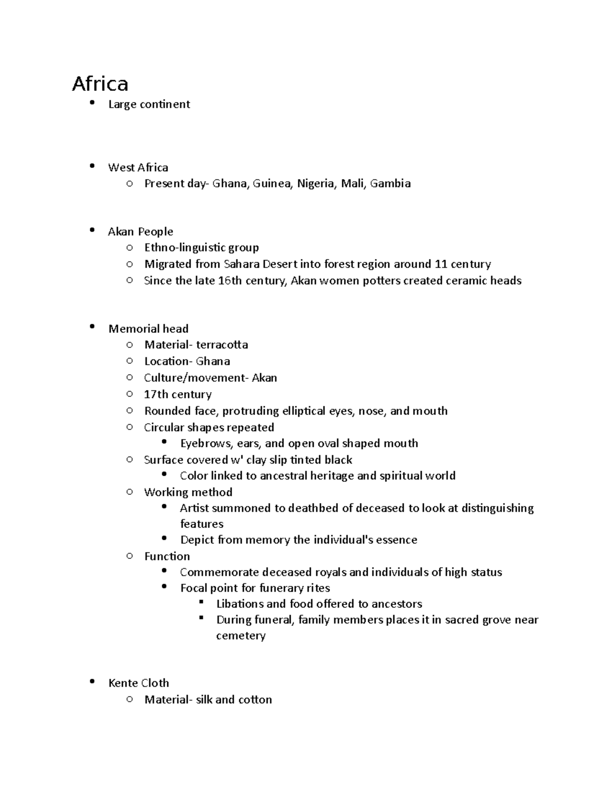 African Art - Powerpoint notes - Africa Large continent West Africa o ...