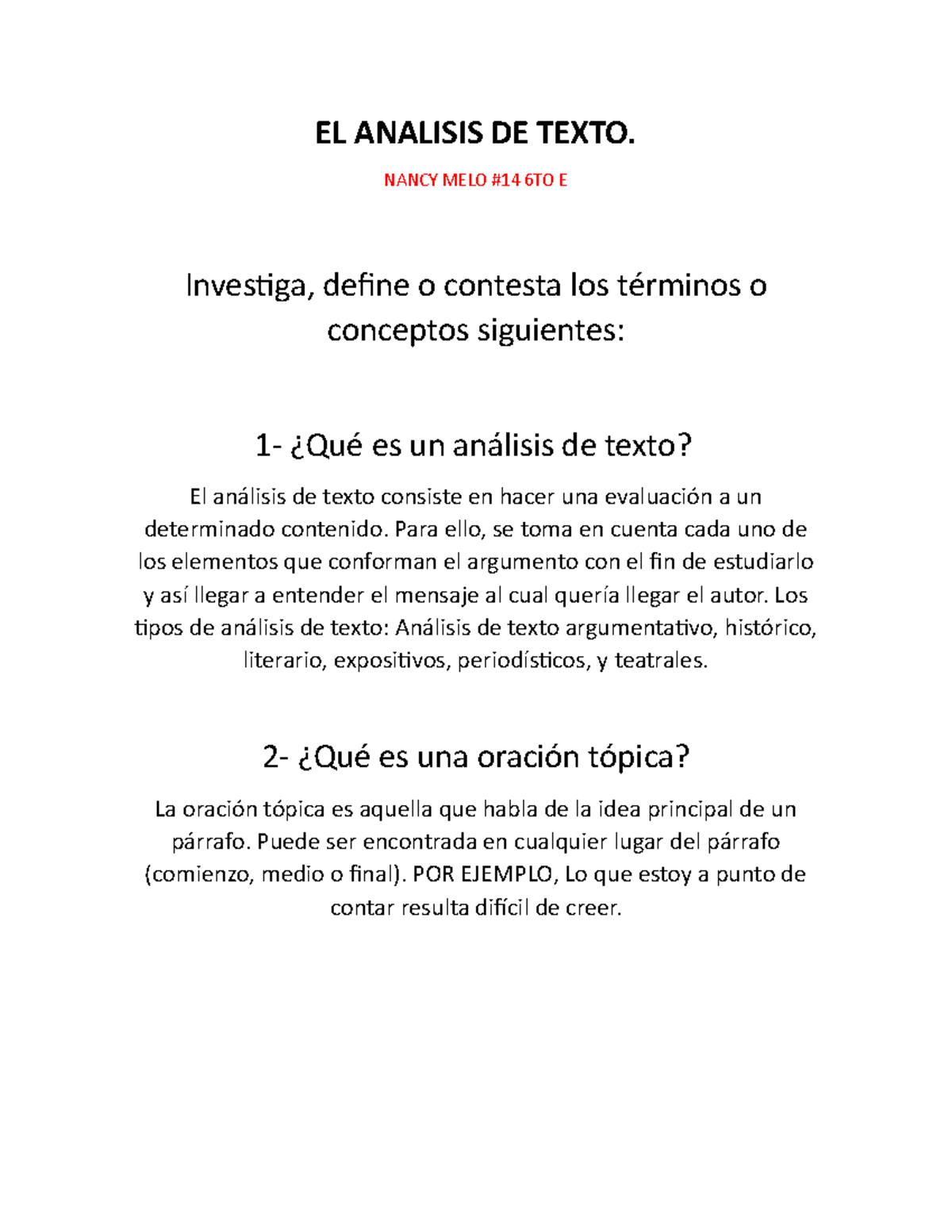 EL Analisis DE Texto - asdsadsad - EL ANALISIS DE TEXTO. NANCY MELO #14 ...