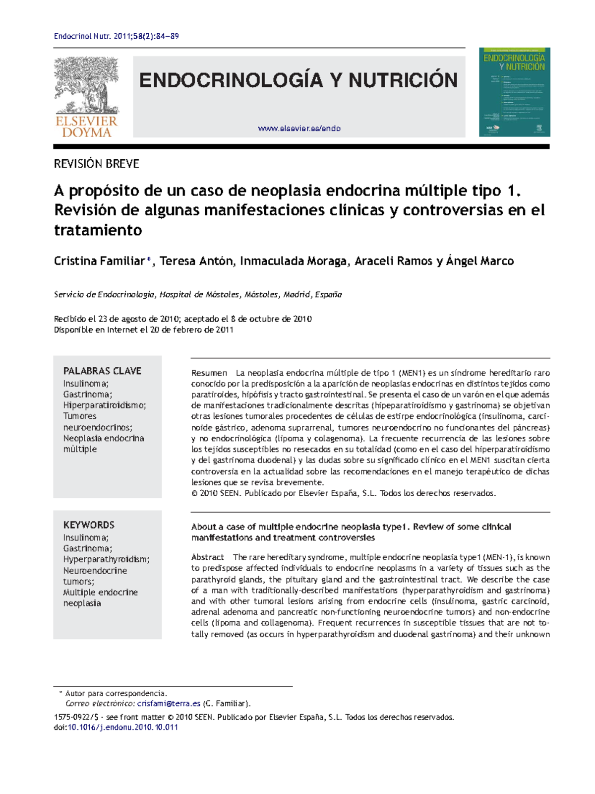 Caso Endocrinologia - Endocrinol Nutr. 2011;58(2):84— ENDOCRINOLOGÍA Y ...