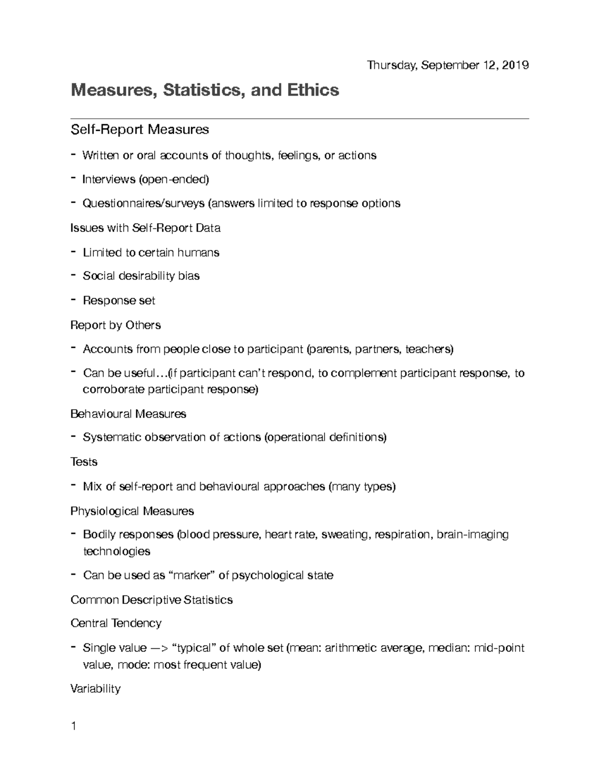 Measures, Statistics, and Ethics - Thursday, September 12, 2019 ...